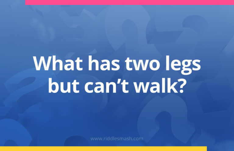 What has two legs but can't walk? - Riddlesmash.com